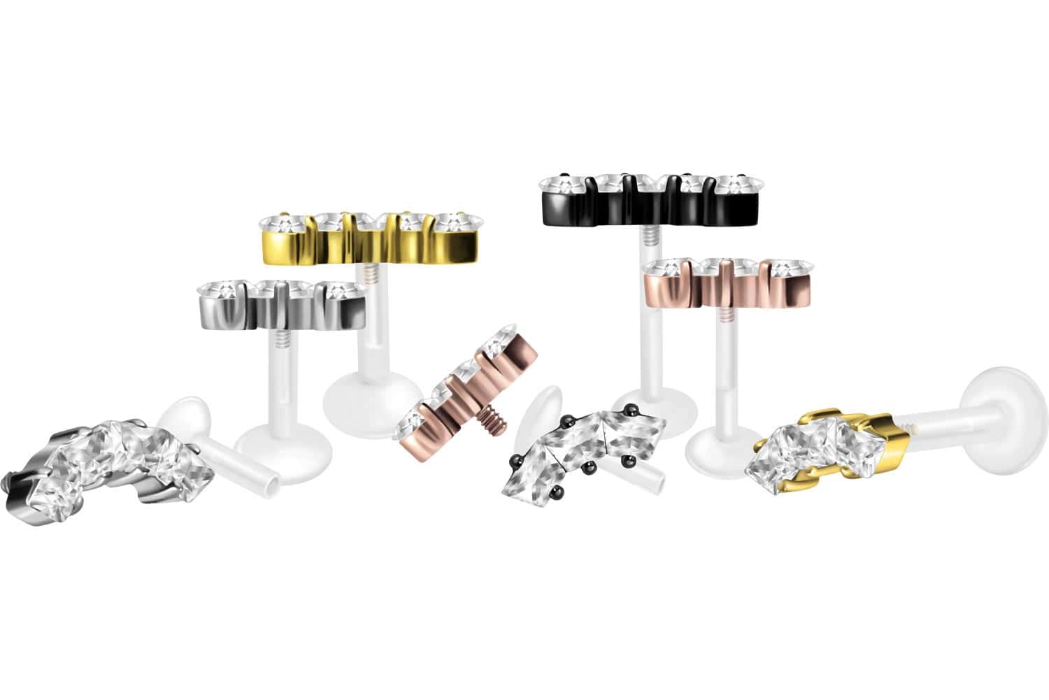 PTFE labret with internal thread + titanium attachment SETTED CRYSTAL ...